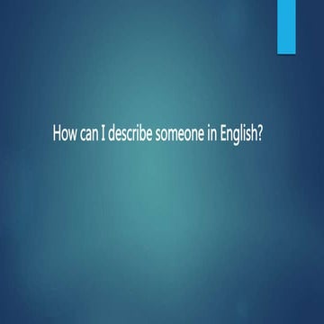 Learn how to describe people in English A1 | PDF