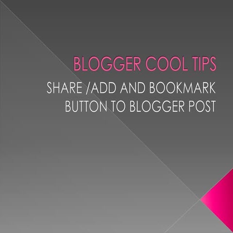 Addthis & Bookmark Button For Blogger Post | PPTX | Internet | Computing