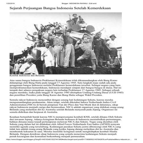 sejarah perjuangan bangsa indonesia setelah kemerdekaan | PDF