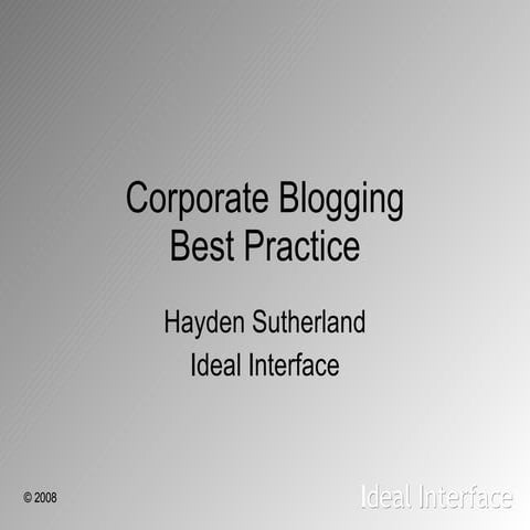 Corporate Blogging Best Practice | PPT