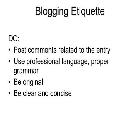 Blogging Etiquette | PPT