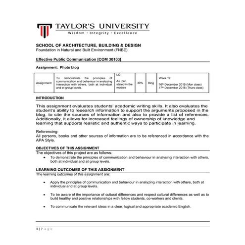 epc ass1 brief | PDF