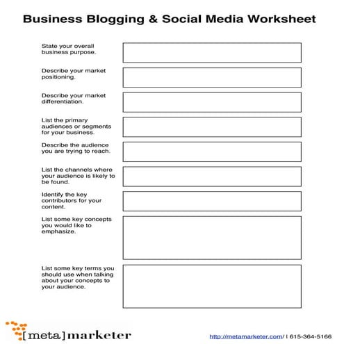 Business Blogging and Social Media Worksheet | PDF