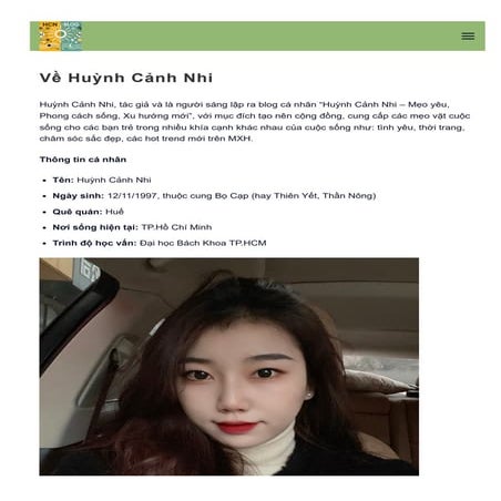 Blog Huynh Canh Nhi - Meo yeu, Phong cach song, Xu huong moi | PDF