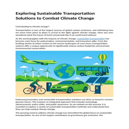 Exploring Sustainable Transportation Solutions to Combat Climate Change ...