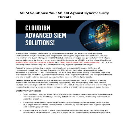 Power Of SIEM Solutions With CloudIBN | PDF