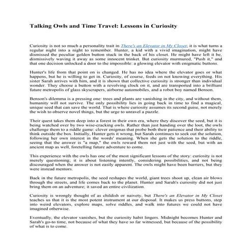 Talking Owls and Time Travel: Lessons in Curiosity | DOCX