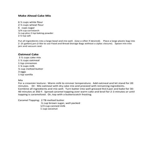 Quick Mixes Cake | DOCX