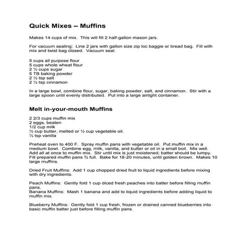 Quick Mixes Muffins | PDF