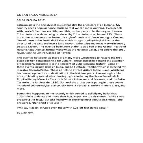 CUBAN SALSA MUSIC 2017 | DOCX