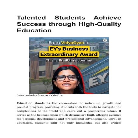 Talented Students Achieve Success through High-Quality Education | PDF