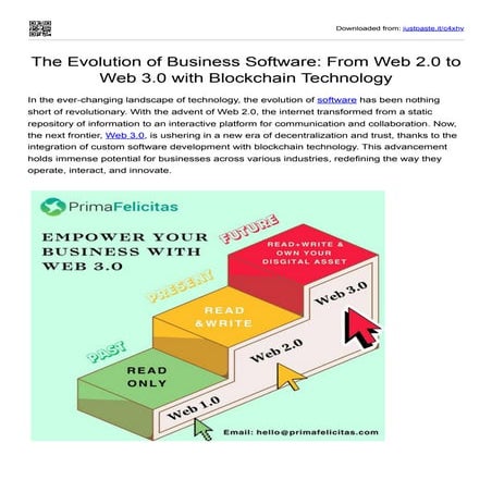 The Evolution of Software: From Web 2.0 to Web 3.0 with Blockchain Technology | PDF