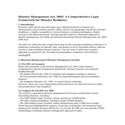 Blog Writing On Disaster Management Act,2005 | PDF