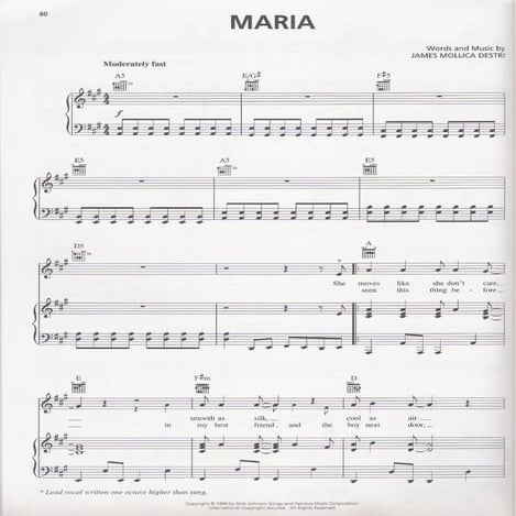 Blondie - Maria - sheet music vocal score | PDF
