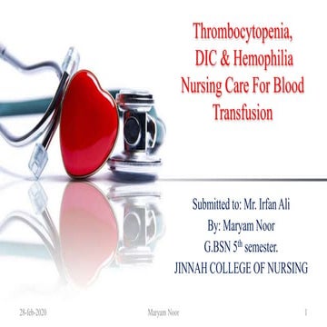 Thrombocytopenia, DIC, Hemophilia and Nursing Care For Blood ...