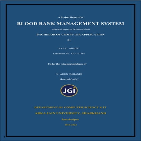 blood bank management system project report | PPTX