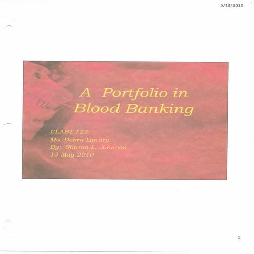 Blood banking portfolio | PDF