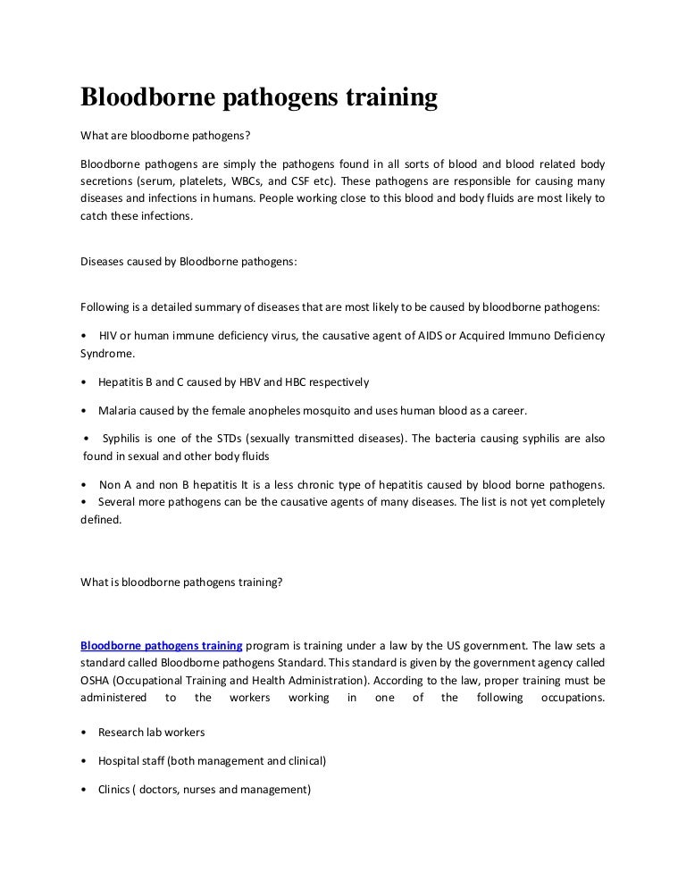 Bloodborne pathogens training