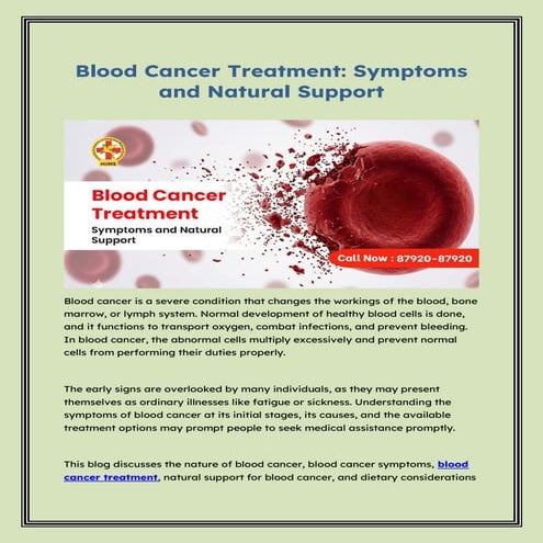 Blood Cancer Treatment: Symptoms and Natural Support | PDF