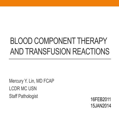 Blood component therapy and transfucion reactions | PDF | Blood ...