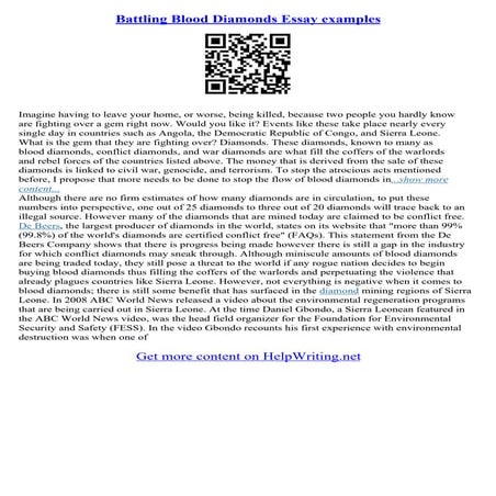 Blood Diamond Essay | PDF
