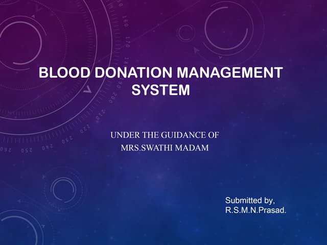 Blood Bank Management System (including UML diagrams) | PPTX