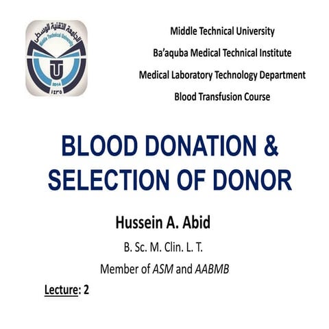 Blood donation & selection of donor | PPT