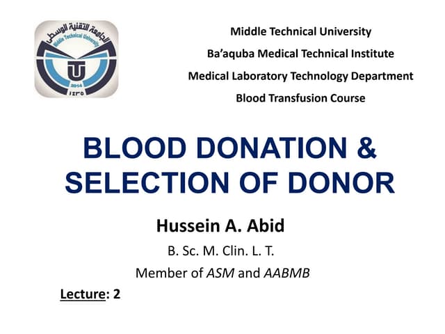 Blood Donor Selection Criteria .pptx | Blood Disorders | Diseases and Conditions