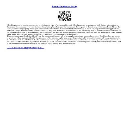 Blood Evidence Essay | PDF