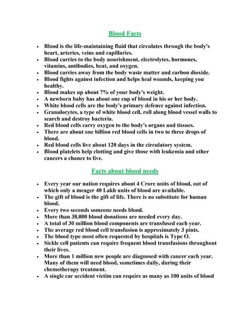 JOURNEY FOR BLOOD - Blood, blood donation, eligibility | PPT