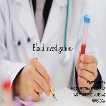 Blood investigations In Oncology | PPTX