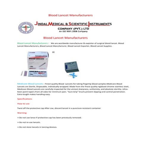 Blood lancet manufacturers | DOCX