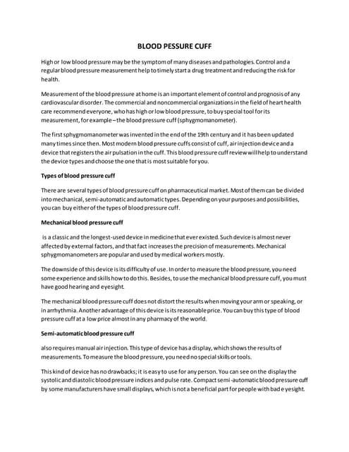 Blood Pressure Monitor for Wrist | PDF