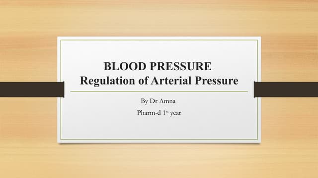 Regulation of blood pressure | PPTX