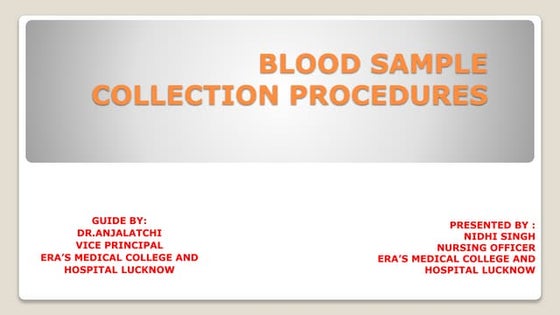 Blood collection tubes - Colour coding of vials, Order of draw | PPT
