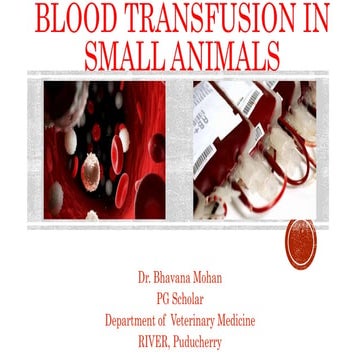 BLOOD TRANSFUSION IN SMALL ANIMALS- Dr. Bhavana Mohan.pptx