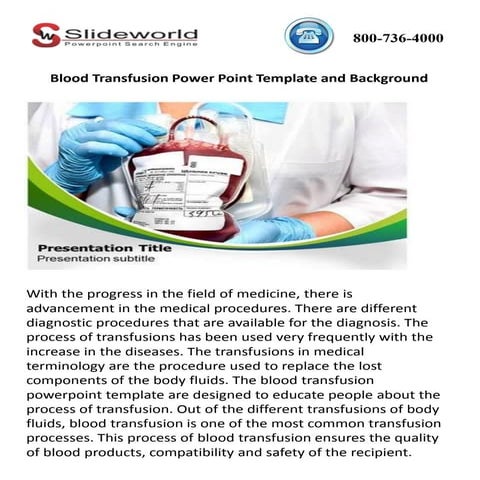 Blood Transfusion Power Point Template and Background | PDF