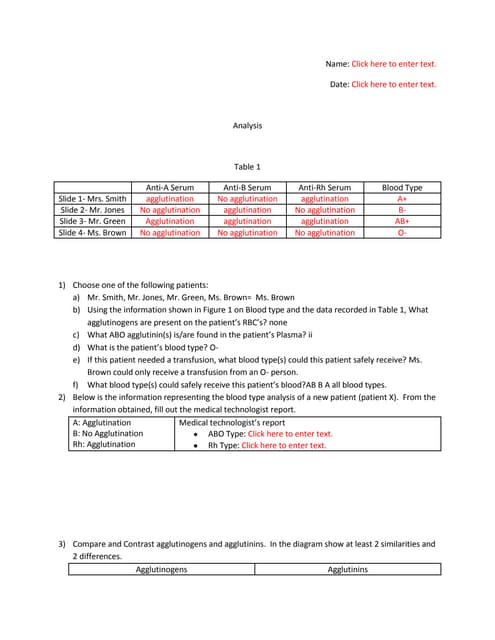 Blood typing analysis | PDF