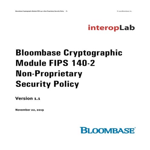 Bloombase Cryptographic Module - FIPS 140-2 - Security Policy - 1.1 | PDF