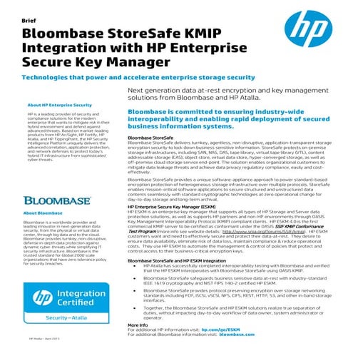 Bloombase integration with eskm final w alliance cert logo 6_11_15 | PDF