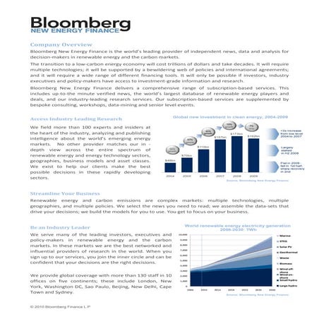 Bloomberg New Energy Finance Company Overview 2010 | PDF