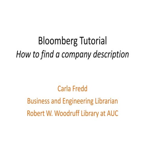 Bloomberg Tutorial Company Description | PPTX