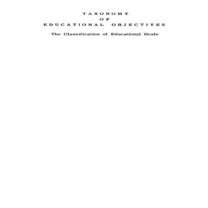 Taxonomy of Educational Objectives | PDF