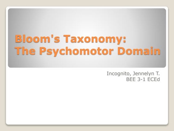 Bloom’s taxonomy, cognitive, psychomotor, and Affective | PPT