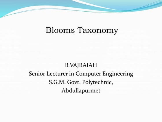Bloom’s Taxonomy PowerPoint Presentation 2017 | PPT