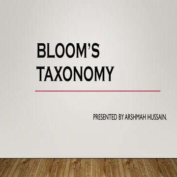 Bloom’s Taxonomy by Arshmah Hussain in detail | PDF