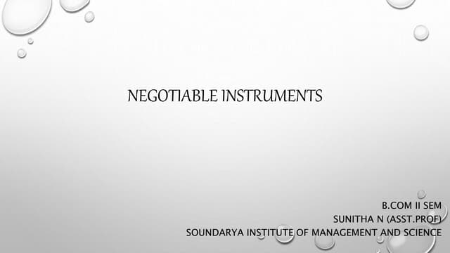 Negotiable instruments | PPT