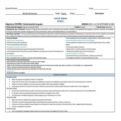 Planificacion de Cuarto Grado De Primaria Ciclo 2015 -2016 "Simple" | DOCX