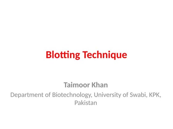 Western Blotting Technique | PPTX | Chemistry | Science
