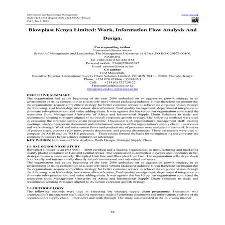 Blowplast kenya limited work, information flow analysis and design. | PDF